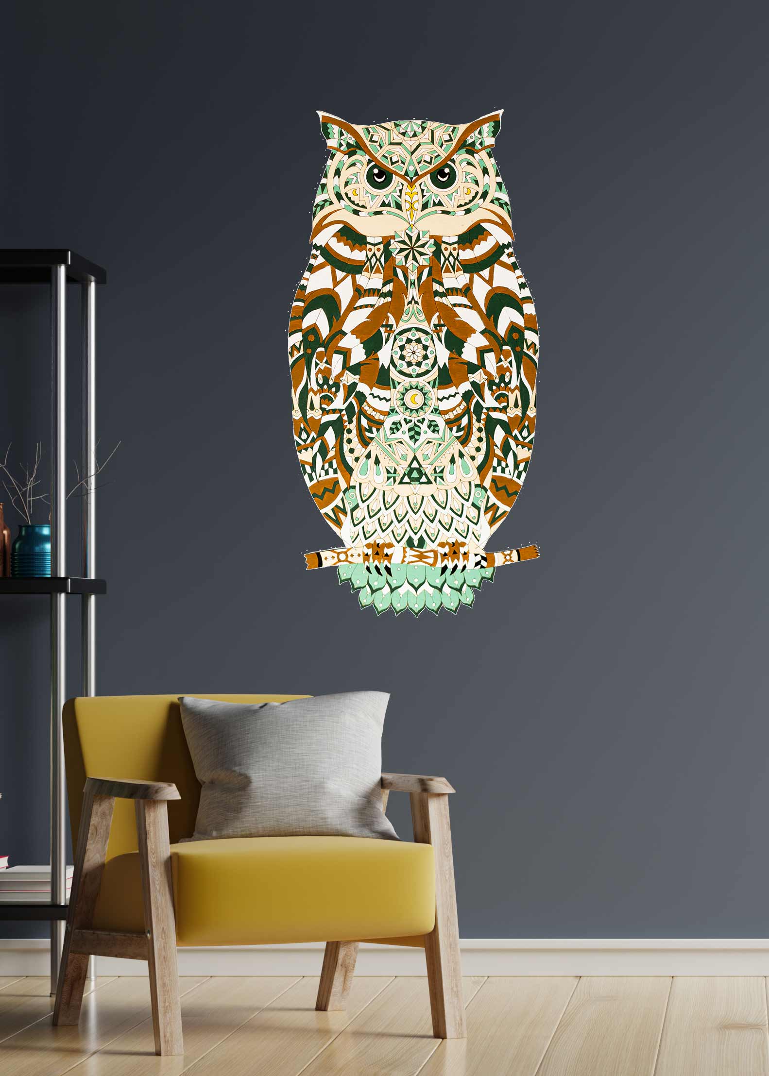 Bubo Bubo - Wooden coloring image - wall decoration – QueenPosters