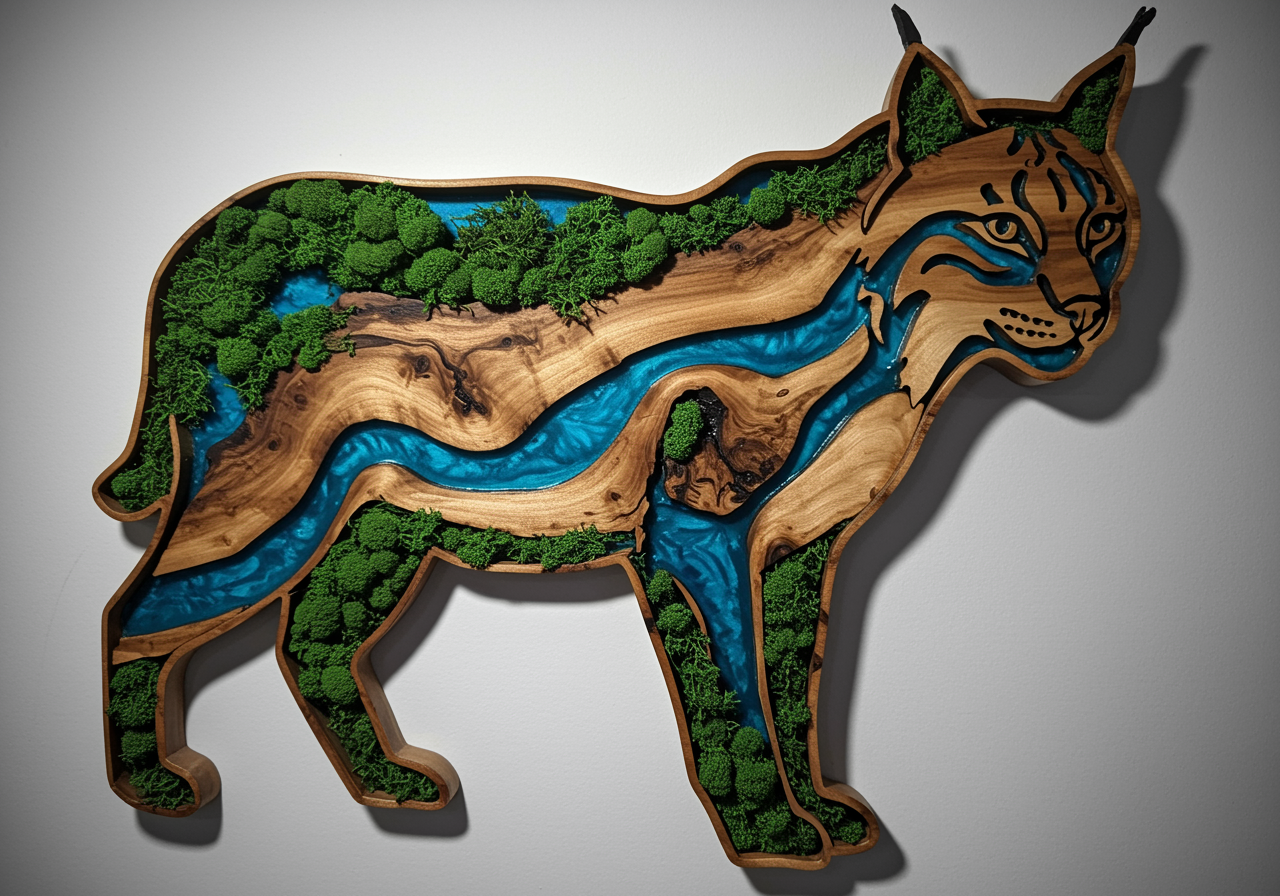 Luminous poster Lynx Glass poster - moss stylized – QueenPosters